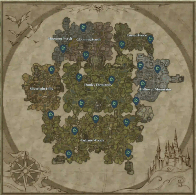 Mapa V Rising: melhores locais e guia de coleta de recursos