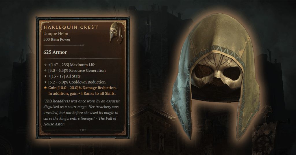 Harlequin Crest Diablo 4: The Legendary Shako Helm Explained