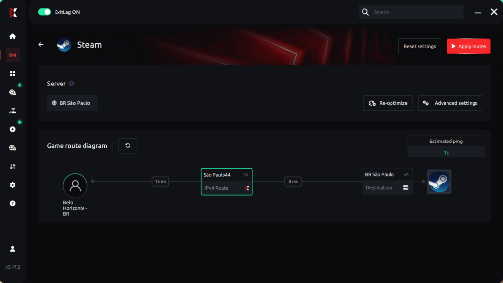 Steam lag fix with Exitlag