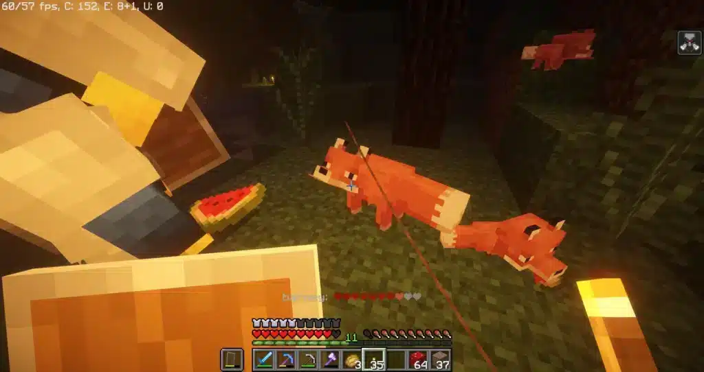 Domesticar zorros en Minecraft